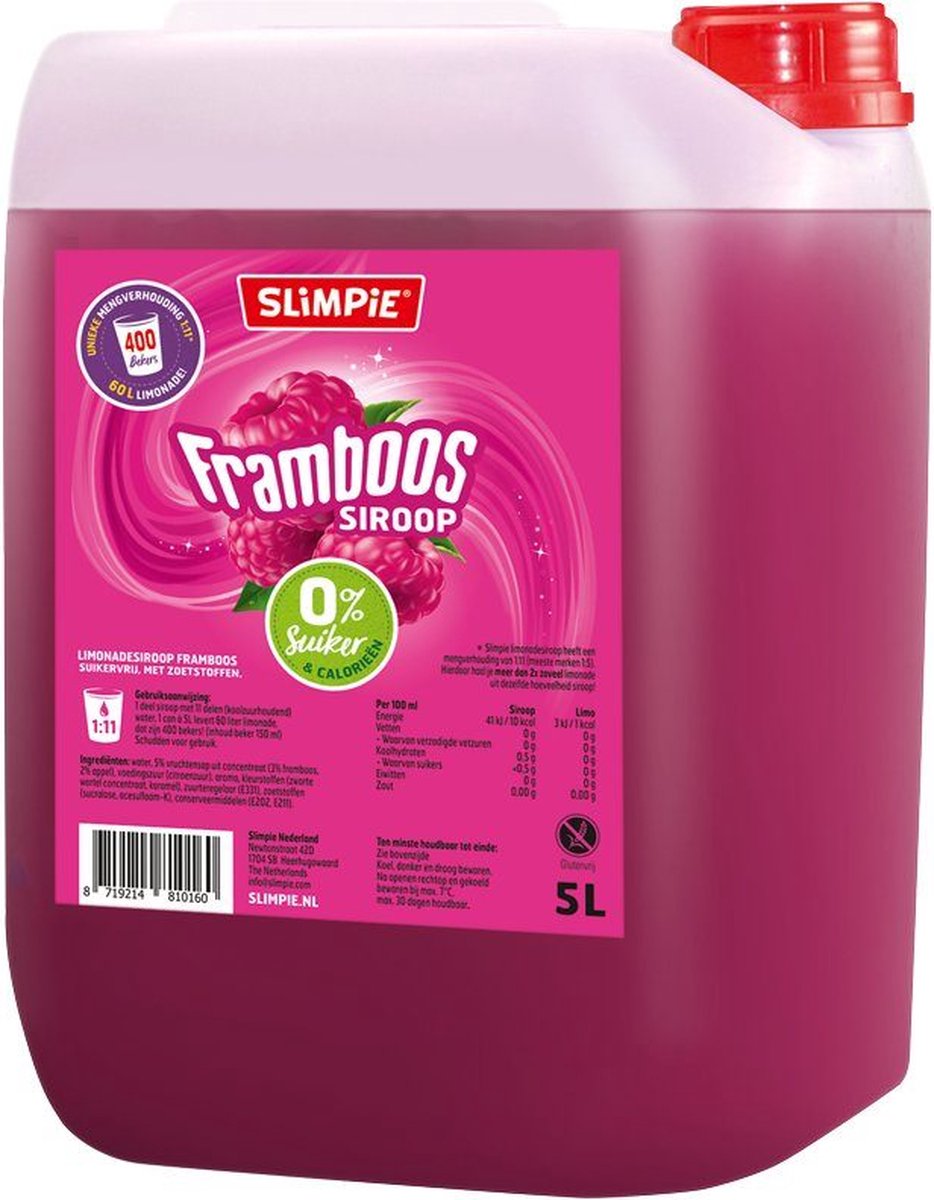 Slimpie - Framboos Siroop - 5 ltr | bol