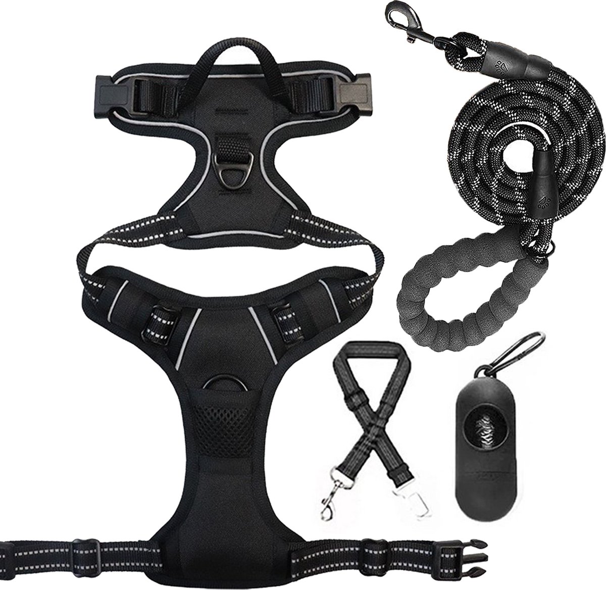 Anti Trek Hondentuig S Met Hondenriem - Y Tuig Hond - Hondenharnas - Riem - Zwart | bol
