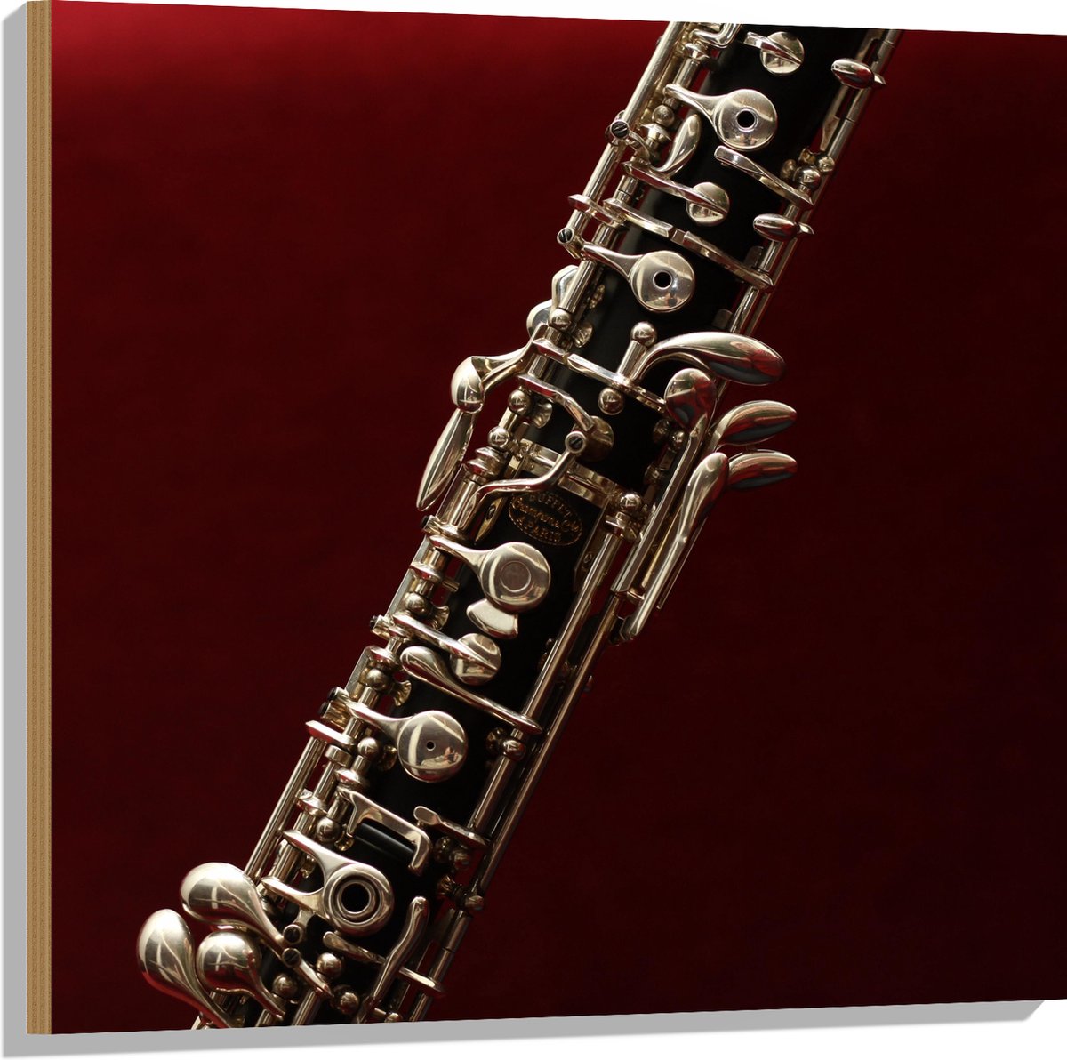 Hout - Deel van Zwart met Zilveren Hobo Blaas Instrument - 80x80 cm - 9 ...