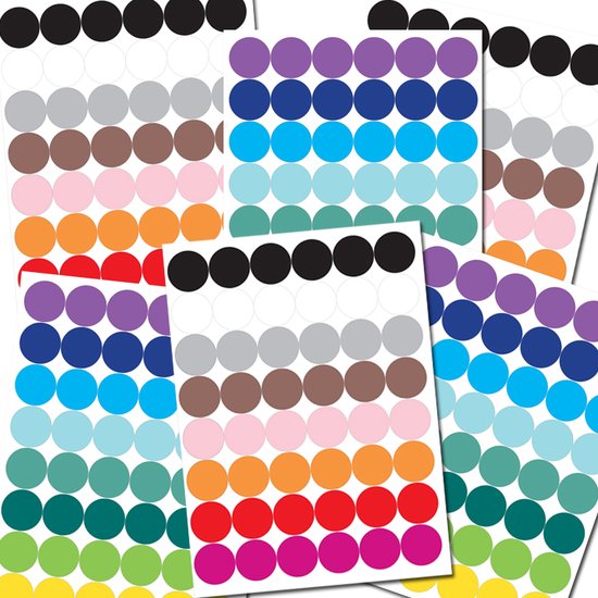 Stippen Stickers 14 mm - Label Stickers - 6 Stickervellen - 288 ...