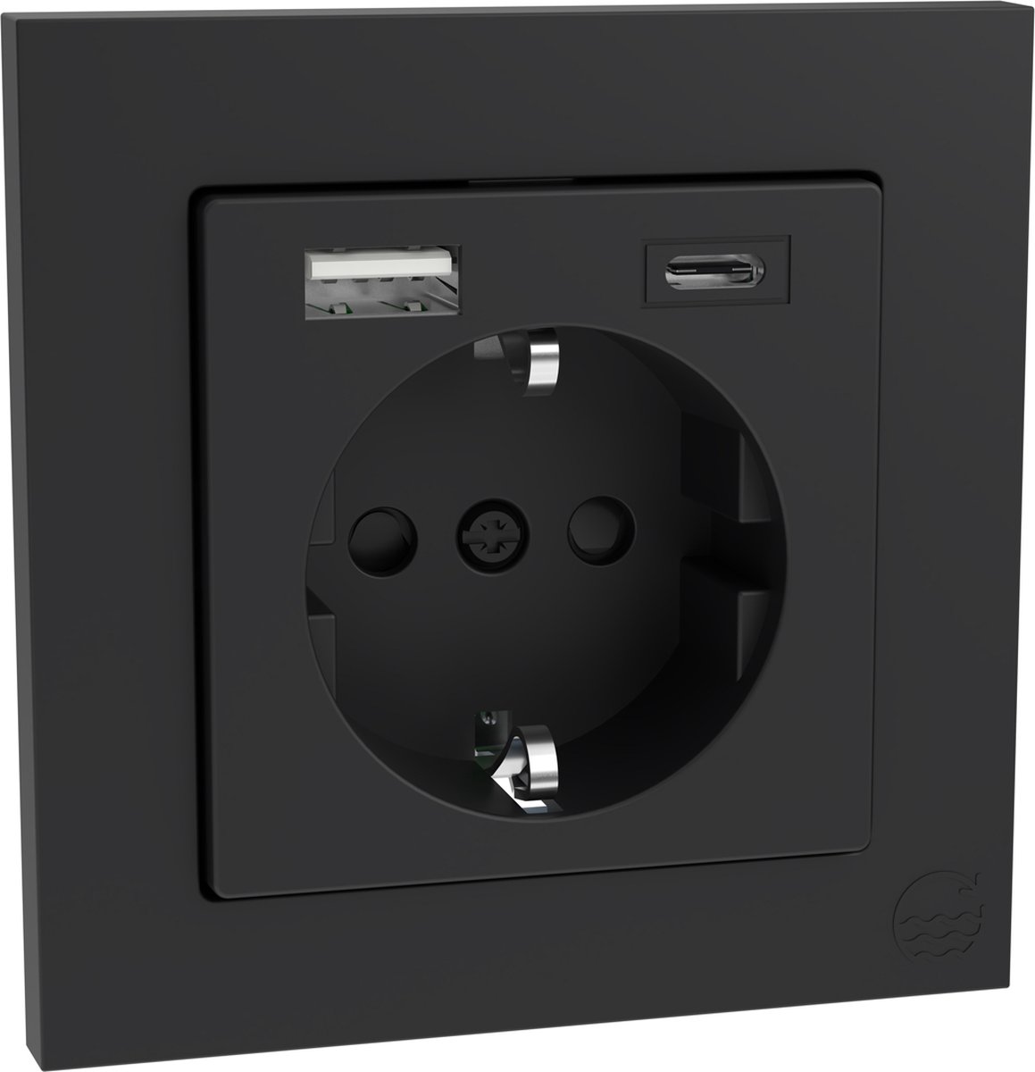 USB-Stopcontact A+C Compleet - Mat Zwart - Ocean Plastic - Systeem M ...