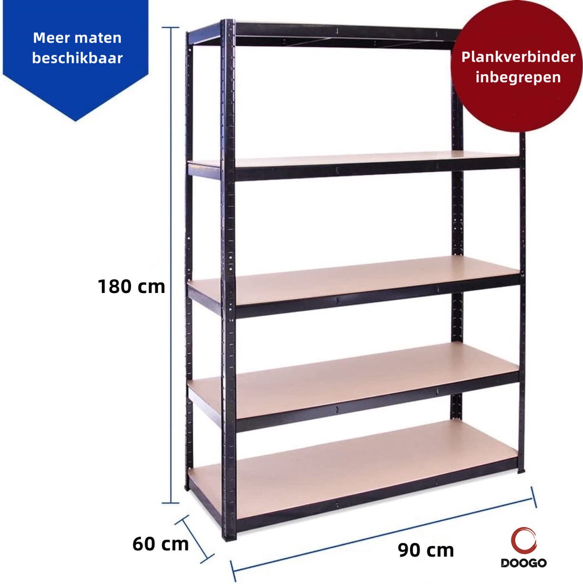 Doogo® Opbergrek XL - Stellingkast - 90 cm breed - 5 jaar garantie ...