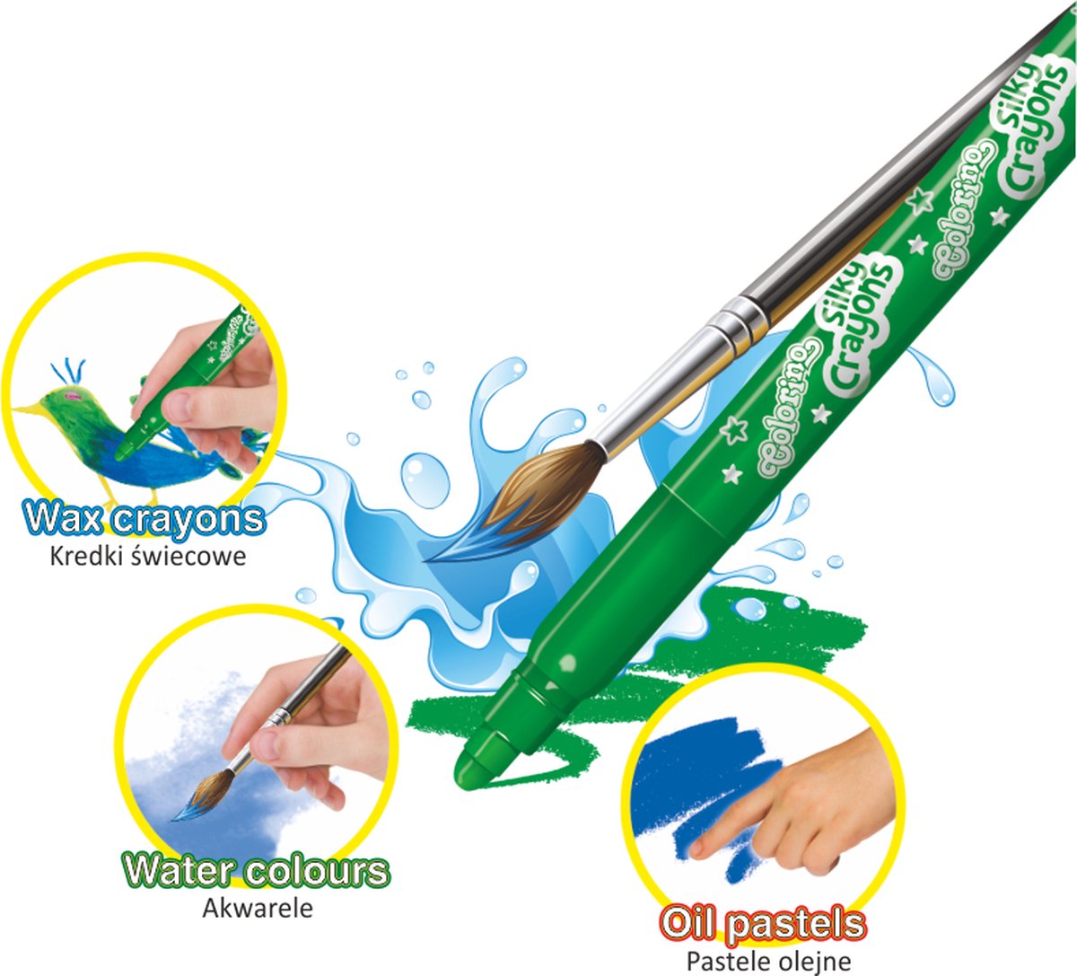 Colorino-3 in 1 stift-Wax Aquarel Olie pastel-12 kleuren-makkelijk ...