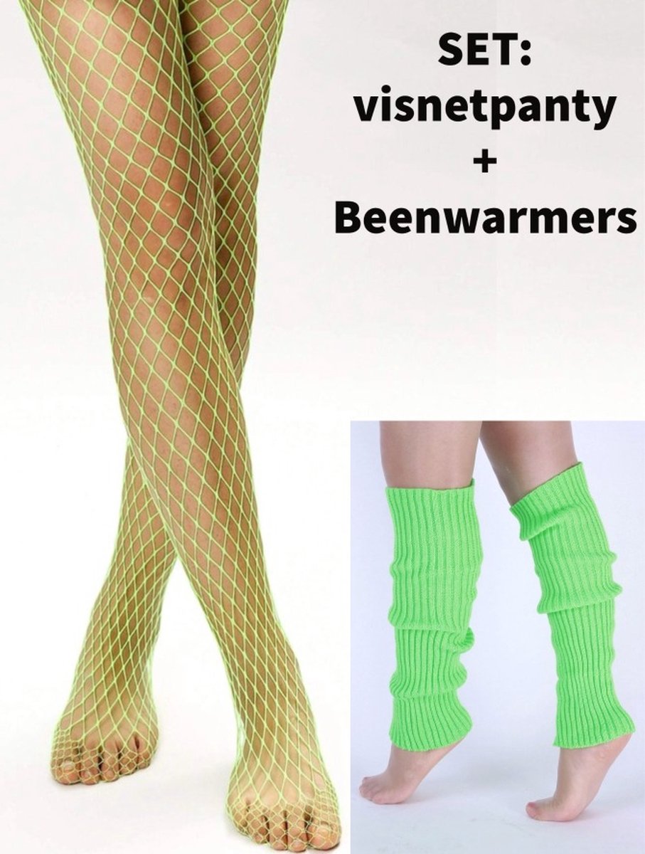 SET: Beenwarmer + Panty visnet NEON FLUO GROEN | Carnaval outfit ...
