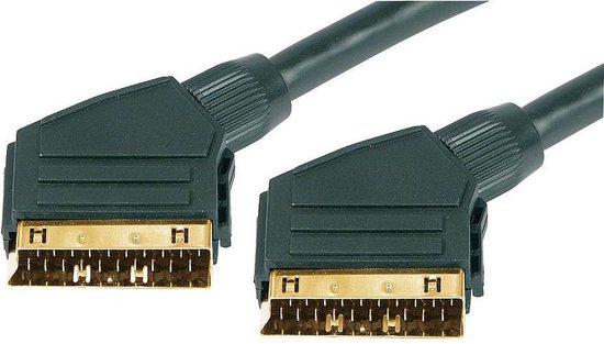 Câble péritel 1 mètre plaqué or noir | bol.com