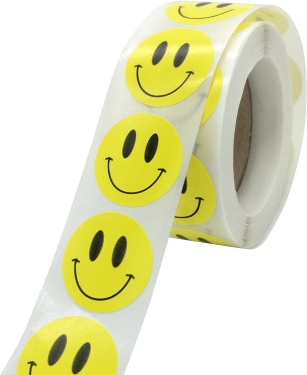 Fako Bijoux® - 500 Stickers Op Rol - 2.5cm - Emoji / Smiley Geel ...