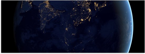 Poster (Mat) - Azië op de Wereldbol vanuit het Heelal - 90x30 cm Foto ...