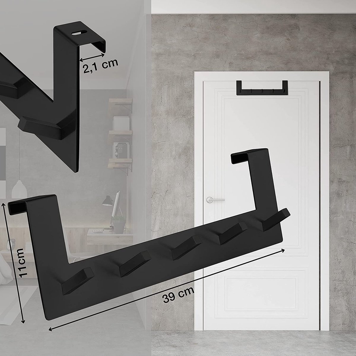 Premium deurkapstok met unieke haak design | deurhaak voor standaard ...