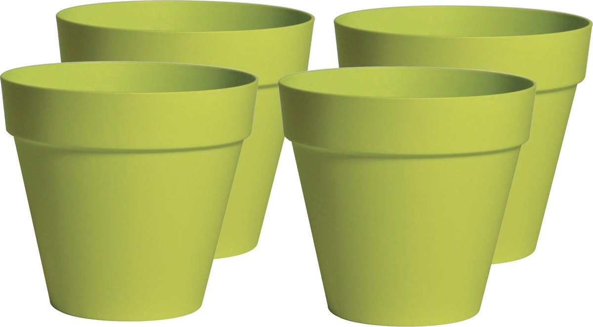 Mega Collections Plantenpot/bloempot - 4x - kunststof - lime groen ...