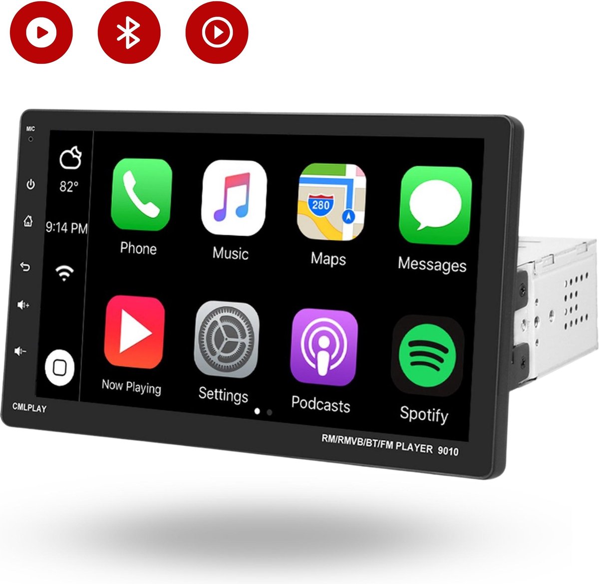 Boscer® 1Din Autoradio | Apple Carplay & Android Auto | 9' HD verstelbaar scherm |... | bol.com
