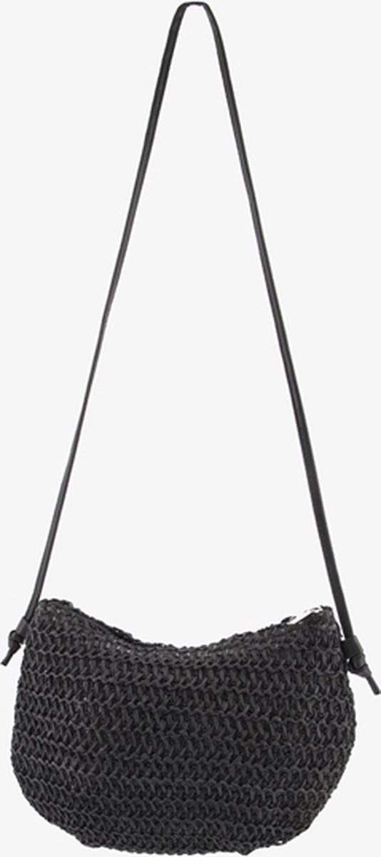 Dames halve maan tas gevlochten - Zwart | bol.com