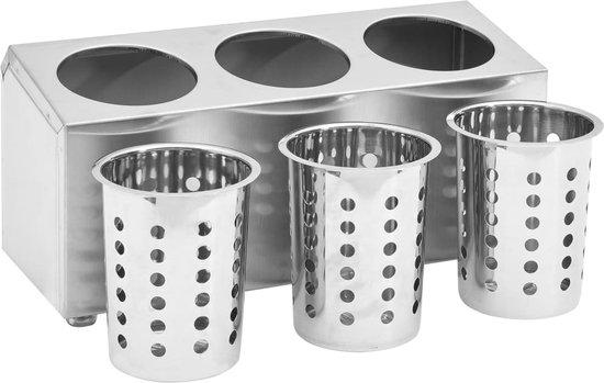 vidaXL Bestekhouder 3 vakken rechthoekig roestvrij staal | bol.com