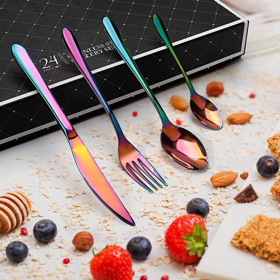 Rainbow roestvrijstalen 24-delige bestekset voor 6 personen ...