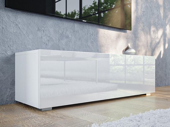 Mobistoxx Tv-meubel KINGSTON 1 klapdeur 105 cm wit/hoogglans wit | bol