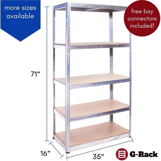 G-Rack® Zware plicht rekken, 1 Gegalvaniseerd opbergrek 5 vakken - 180 ...