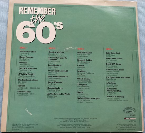 Remember The 60's (Volume 1)(1983) 2XLP, Various | Muziek | bol
