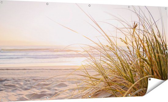 Gards Tuinposter Strand en Duinen tijdens Zonsondergang - 180x90 cm - Tuindoek -... | bol