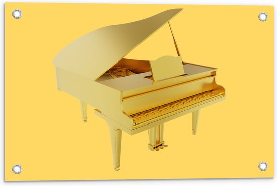 Tuinposter – Gelen Vleugel Piano tegen Gele Achtergrond - 60x40 cm Foto ...