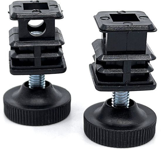 Serviprof insteekdop met stelvoet - 25 x 25 mm - ABS kunststof - Zwart - 2 stuks | bol