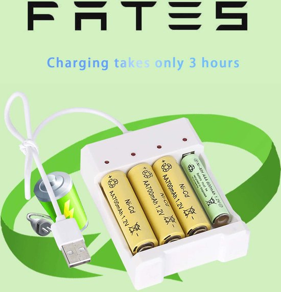 PhoneGOODS BatterijOplader - 4 Slots AA/AAA USB Batterijlader ...