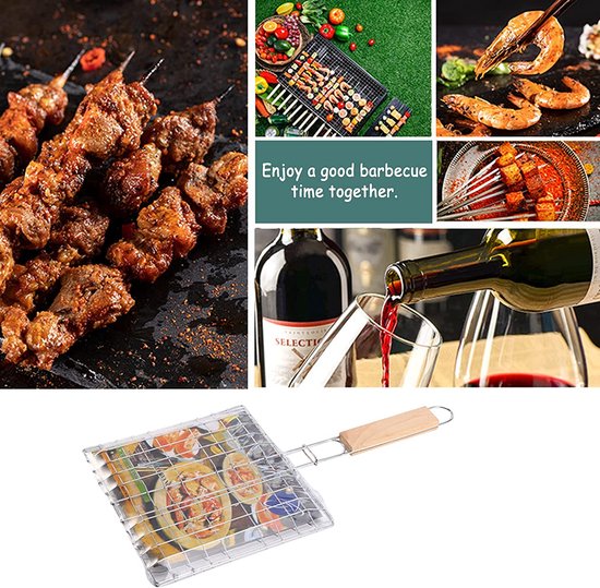 Dragbare grillrooster, visbraadpan, groentemand, BBQ, grillrooster met ...