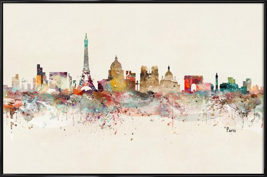 JUNIQE - Poster in kunststof lijst Paris -20x30 /Kleurrijk | bol