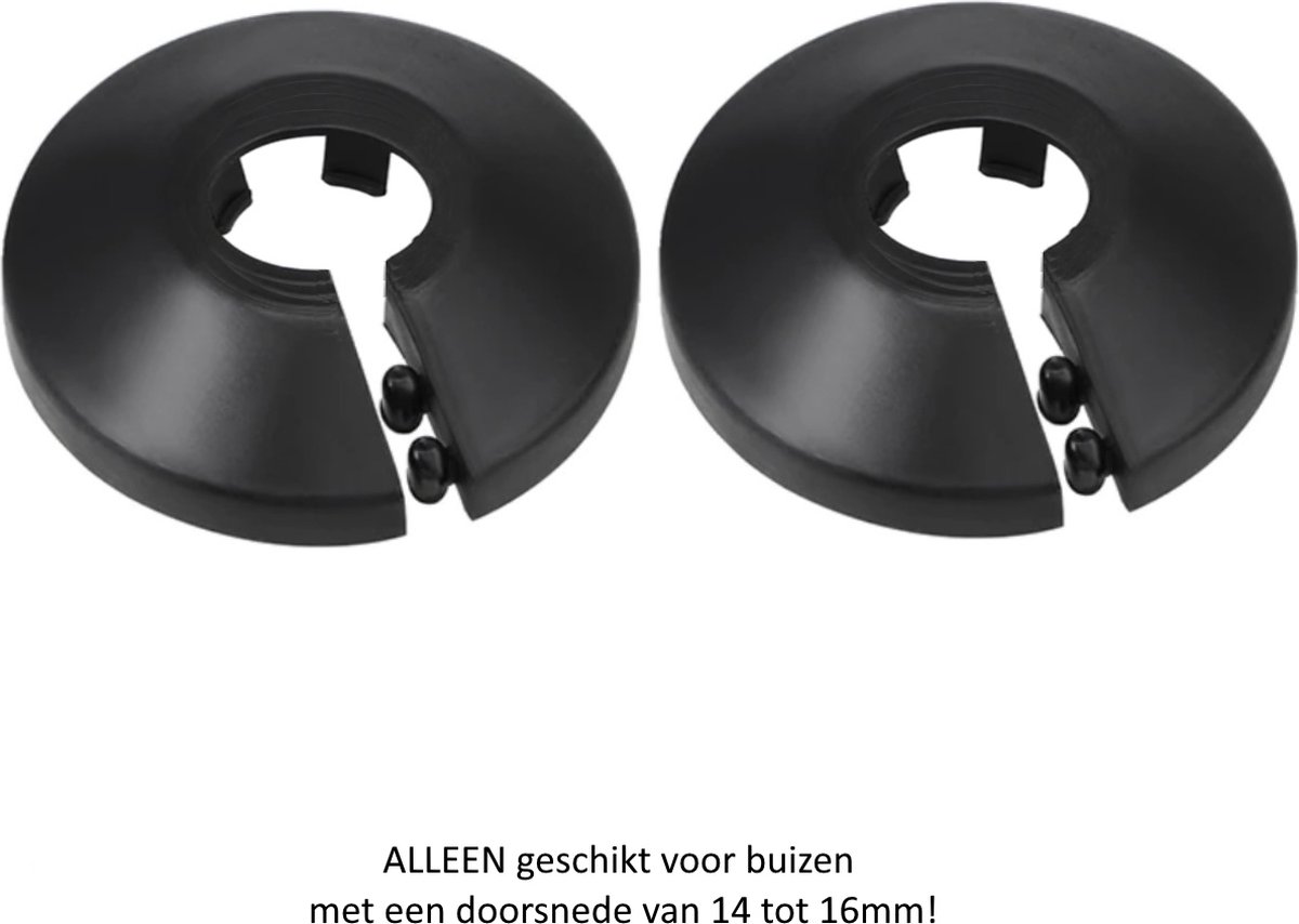 Zwarte radiator rozetten voor buizen met diameters tussen de 14 en de ...