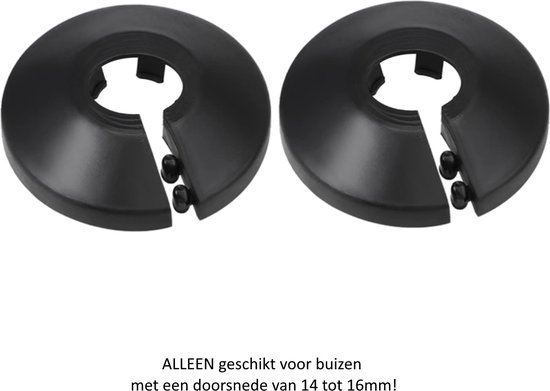 Zwarte radiator rozetten voor buizen met diameters tussen de 13 en de ...