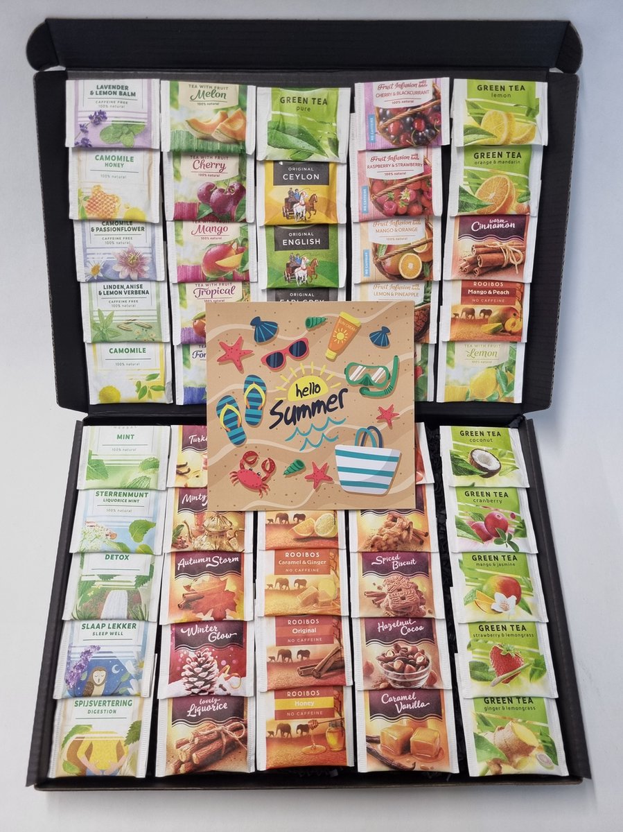 Thee Proeverij Pakket | Theepakket met 50 verschillende theesmaken met ...