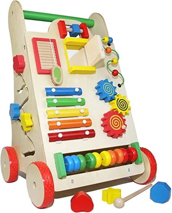 Loopwagen - 51x33x31cm - hout - multicolor | bol