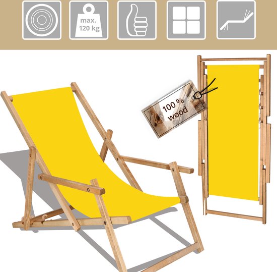 Springos - Ligbed - Strandstoel - Ligstoel - Verstelbaar - Arm Leuning ...