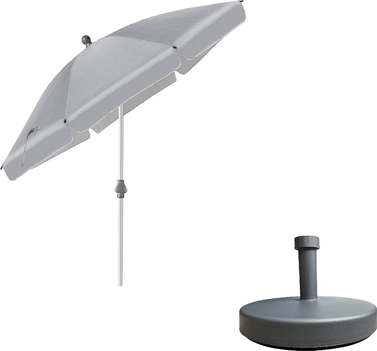 StokParasol met Lichtgrijs 200 cm met Bijpassende Vulbare Parasolvoet ...