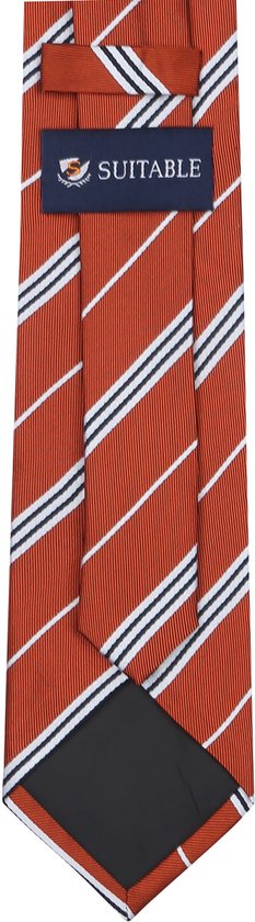 Suitable - Stropdas Zijde Streep Rood - Luxe heren das van 100% Zijde ...