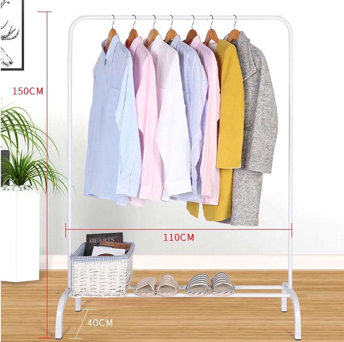 Kledingrek wit 150 x 110 x 40 CM - Kleding rek metaal - Kledingrek met ...