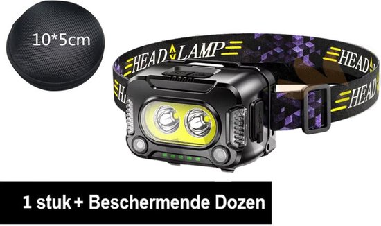 Hoofdlamp - Hoofdlamp LED oplaadbaar- COB Hoofd Zaklamp met verblindingssensor... | bol