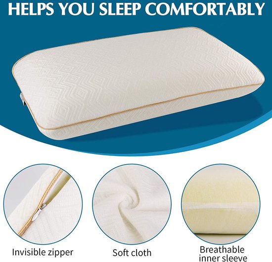 Hoofdkussen van traagschuim, nekkussen, ergonomisch slaapkussen, afneembaar en wasbaar... | bol