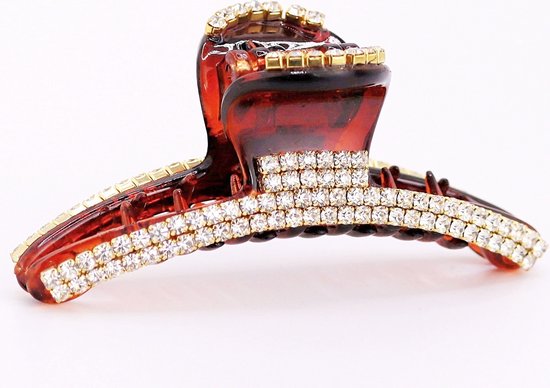 Haarklem breed bruin met strass | bol