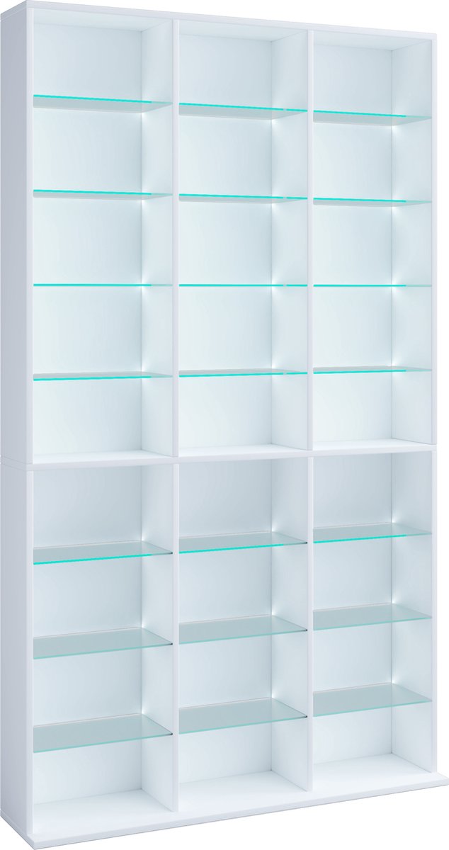 VCM Wood CD DVD Stand Bookshelf Room Divider Decoratieve plank Glas ...