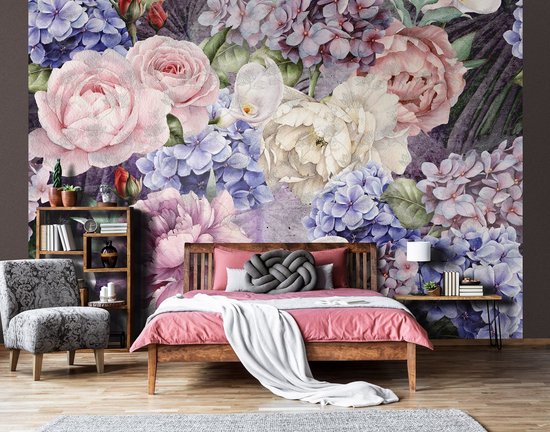 Fotobehang - Vlies Behang - Bloemen Kunst - 254 x 184 cm | bol