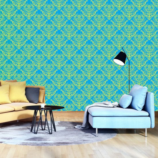 Fotobehang - Vlies Behang - Turquoise Ornament - Patroon - Kunst - 254 ...