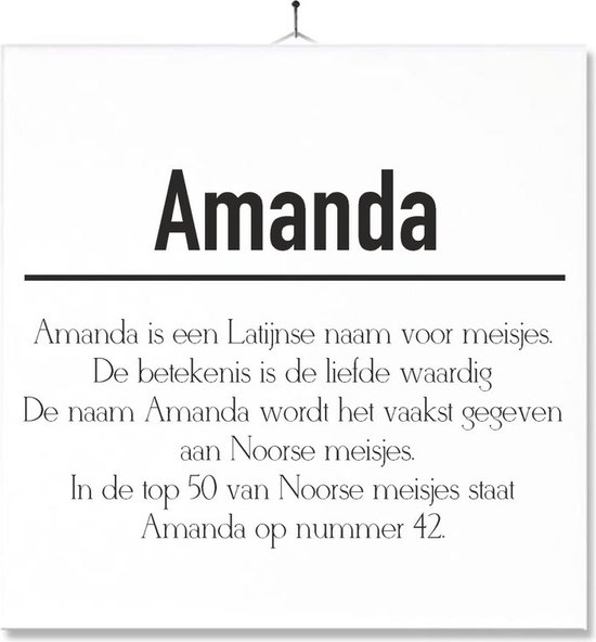 Tegel Met Opdruk | Betekenis | Kado | Cadeau | Met Naam - Amanda | bol.com