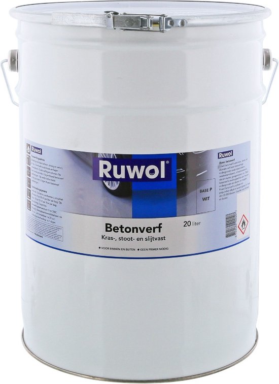Ruwol Betonverf Standaard Wit 20 liter - Voor binnen en buiten - Alle ...