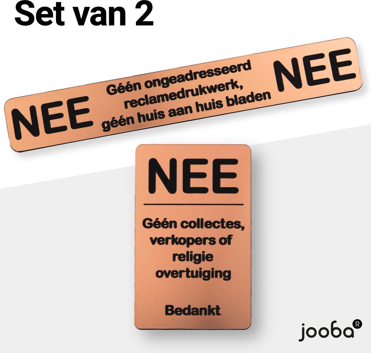 Deurbordjes set NEE Geen collectes en NEE/NEE Sticker - Geen reclame ...