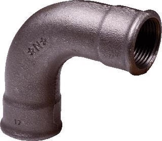 Nefit Ind Nr2 lange bocht 90° met 2 x binnendraad 2 zwart | bol