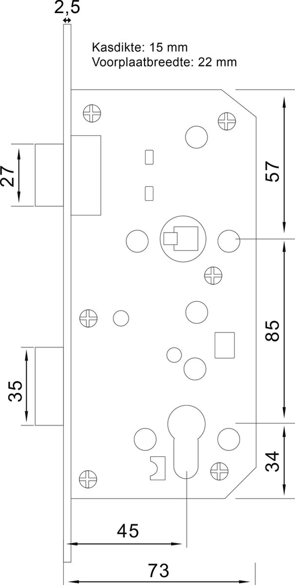 Deurslot-set, RVS kruk/schild rond, voor- en sluitplaat RVS | bol.com