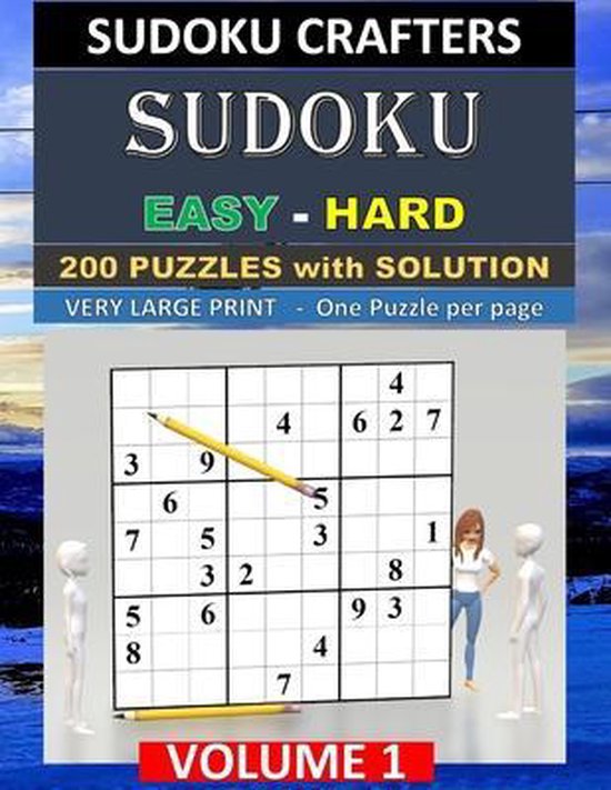 SUDOKU Easy - Hard - 200 PUZZLES WITH SOLUTION, Sudoku Crafters ...