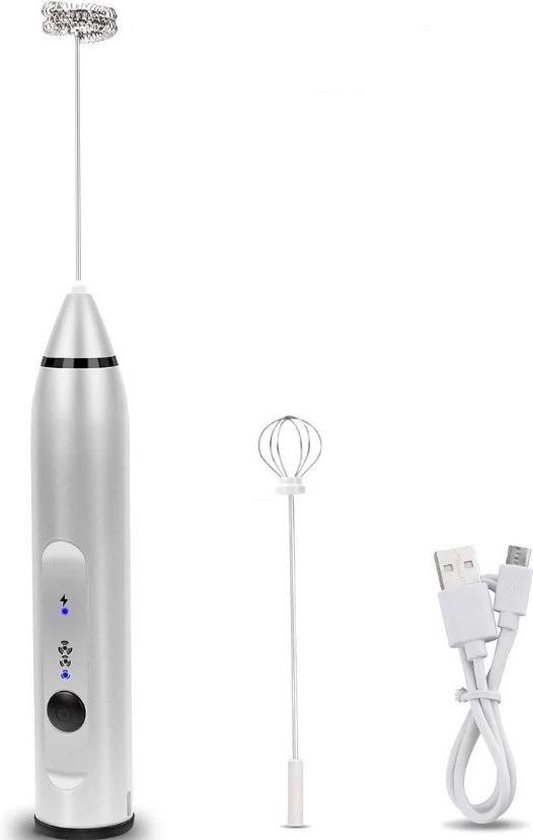 One - Melkopschuimer Elektrisch + Oplaadbaar USB – Eiren + Slagroom Kloppen – met 2... | bol.com