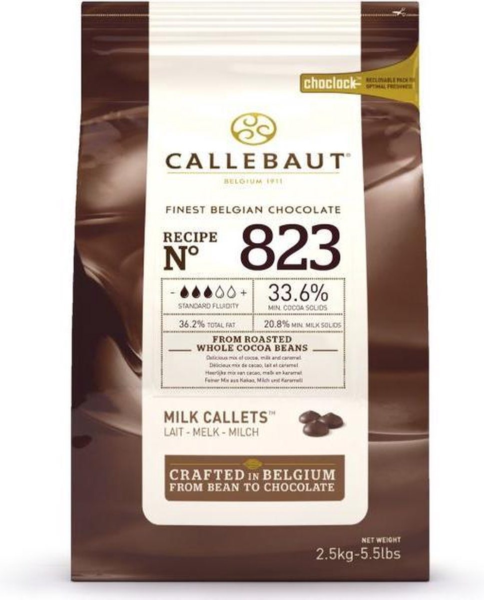 Callebaut Finest Belgian chocolate Melk chocolade callets 823 - Pak 2,5 ...