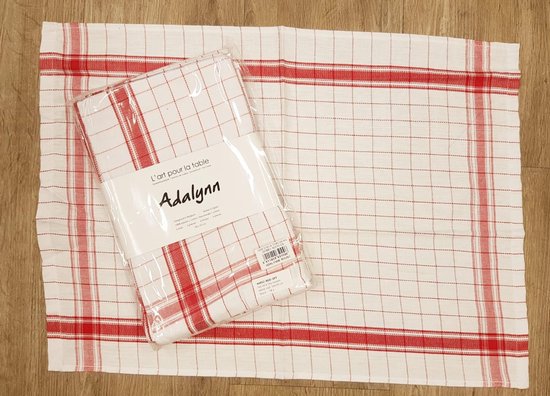 Set van 6 theedoeken wit rode ruit 50 x 70 cm | bol