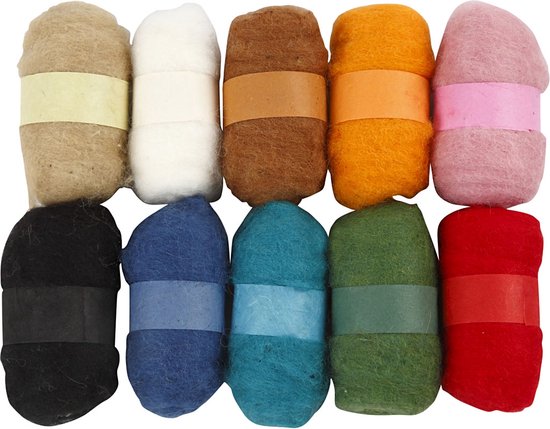 Gekaarde wol. diverse kleuren. 10x25 gr/ 1 doos | bol.com